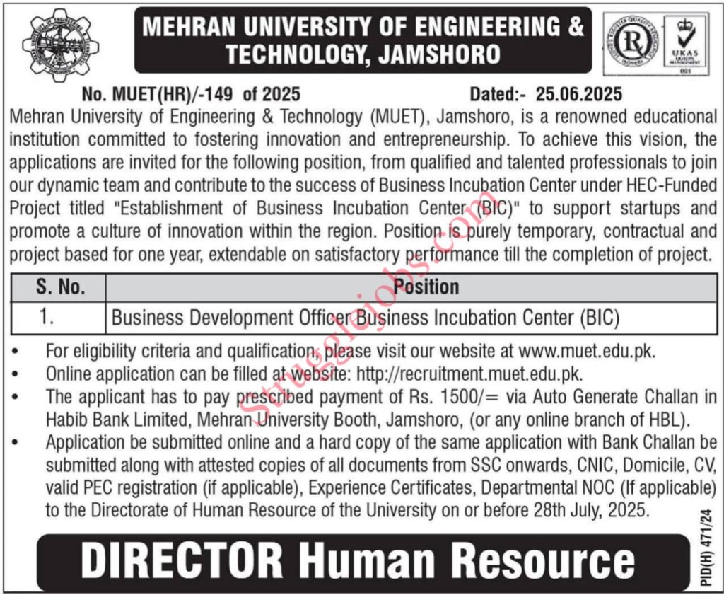 Mehran University of Engineering Jobs